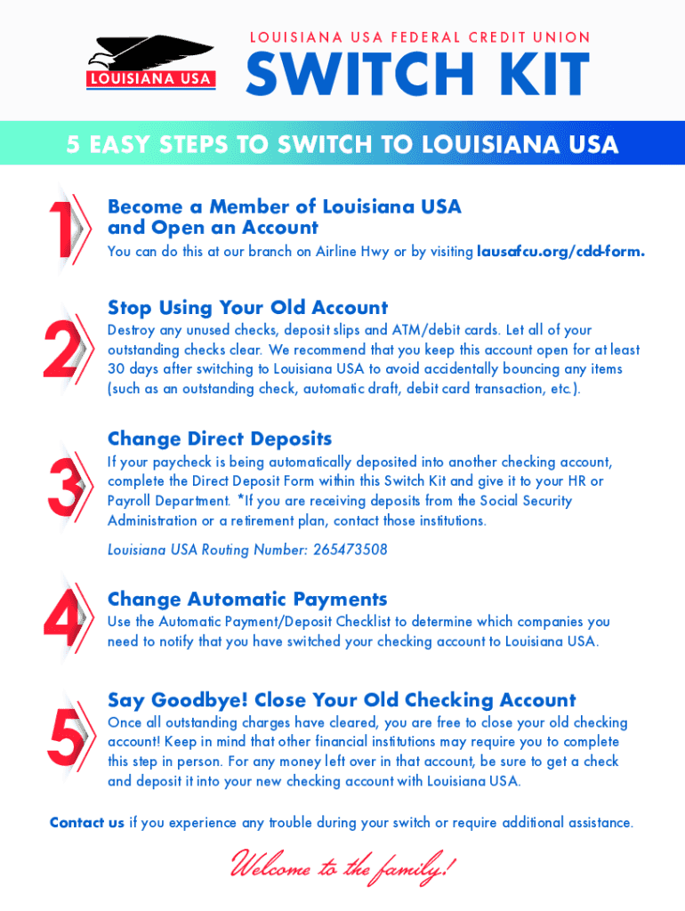 Fillable Online louisianausa.org01LAUSA-Flyer-Switch-KitLOUISIANA USA ...