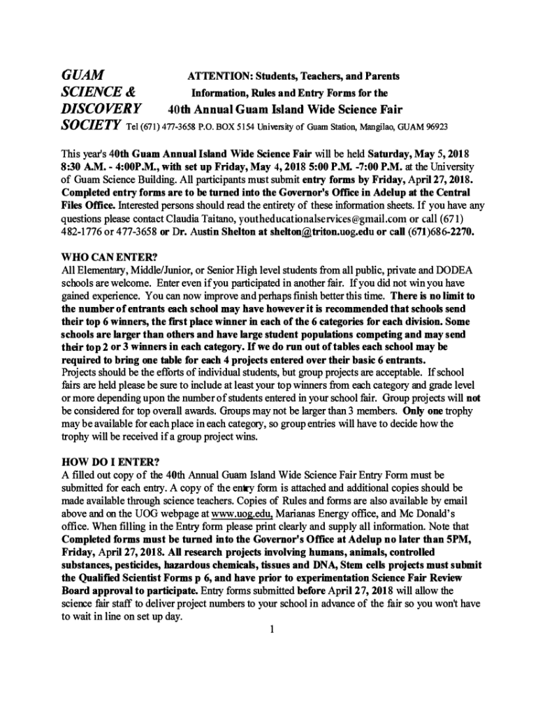 Fillable Online GUAM Updated Information, Rules and Entry Forms for the ...