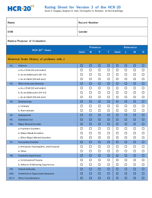 Fillable Online hcr-20.comnews-releasesfree-rating-sheets-now ...
