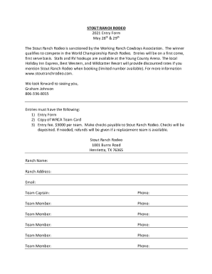 Fillable Online STOUT RANCH RODEO Entry Form.docx Fax Email Print ...