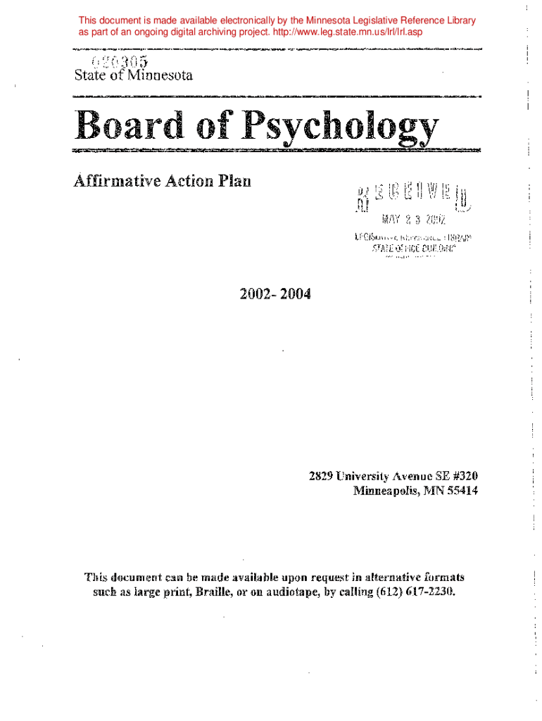 Fillable Online Affirmative Action Plan Fax Email Print - pdfFiller