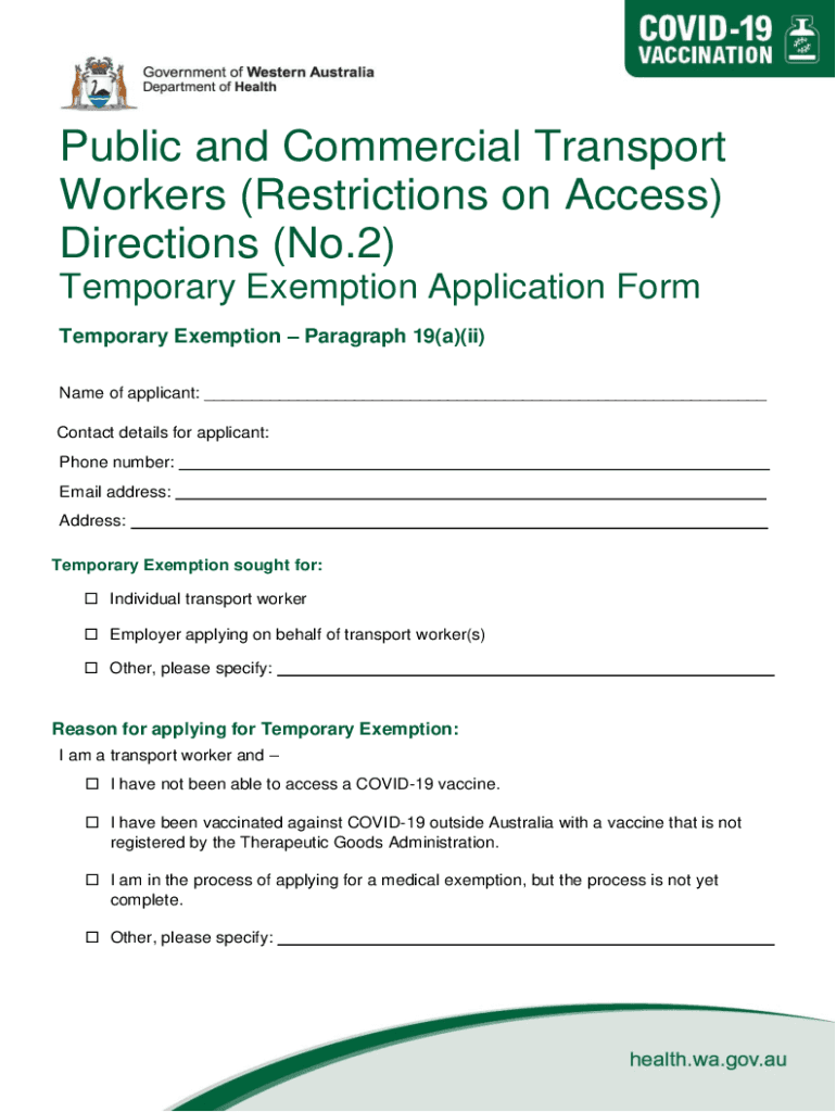 Fillable Online Public and Commercial Transport Workers (Restrictions on Access) Directions (No ...