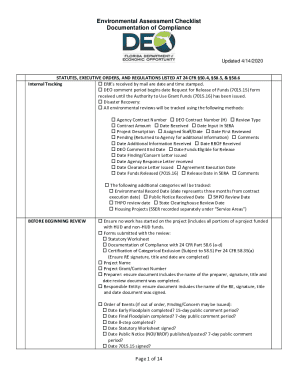 Fillable Online Environmental Assessment Checklist Documentation of ...