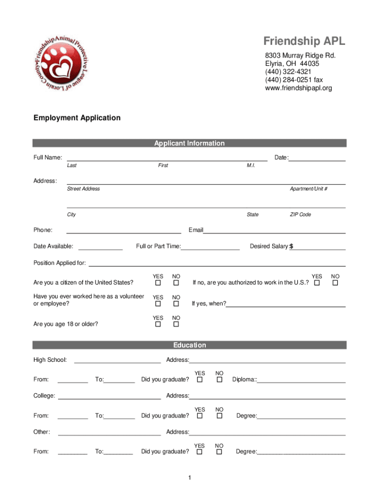 Fillable Online APPLICATION FOR EMPLOYMENT - CATHSSETA Fax Email Print ...