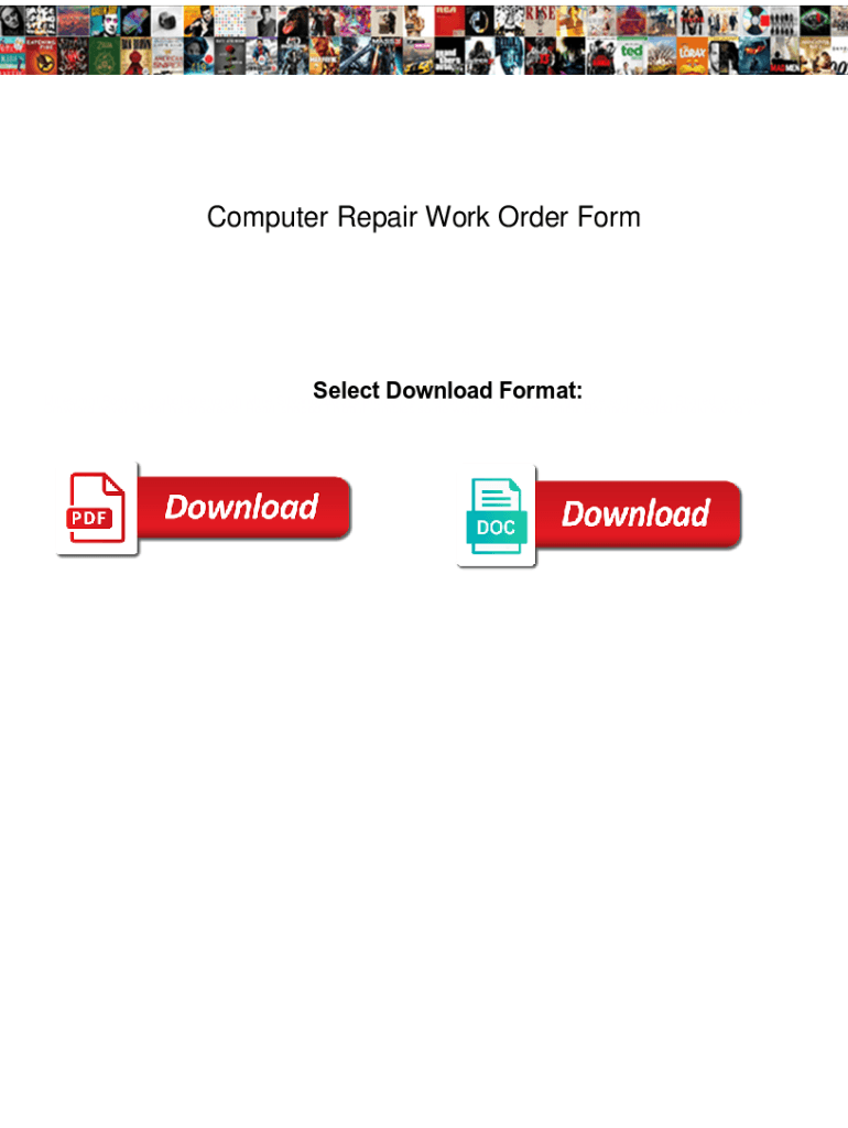 Fillable Online Computer Repair Work Order Template Work Orders Free ...