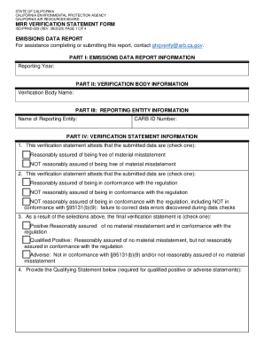 Fillable Online MRR VERIFICATION STATEMENT FORM EMISSIONS DATA ... Fax ...