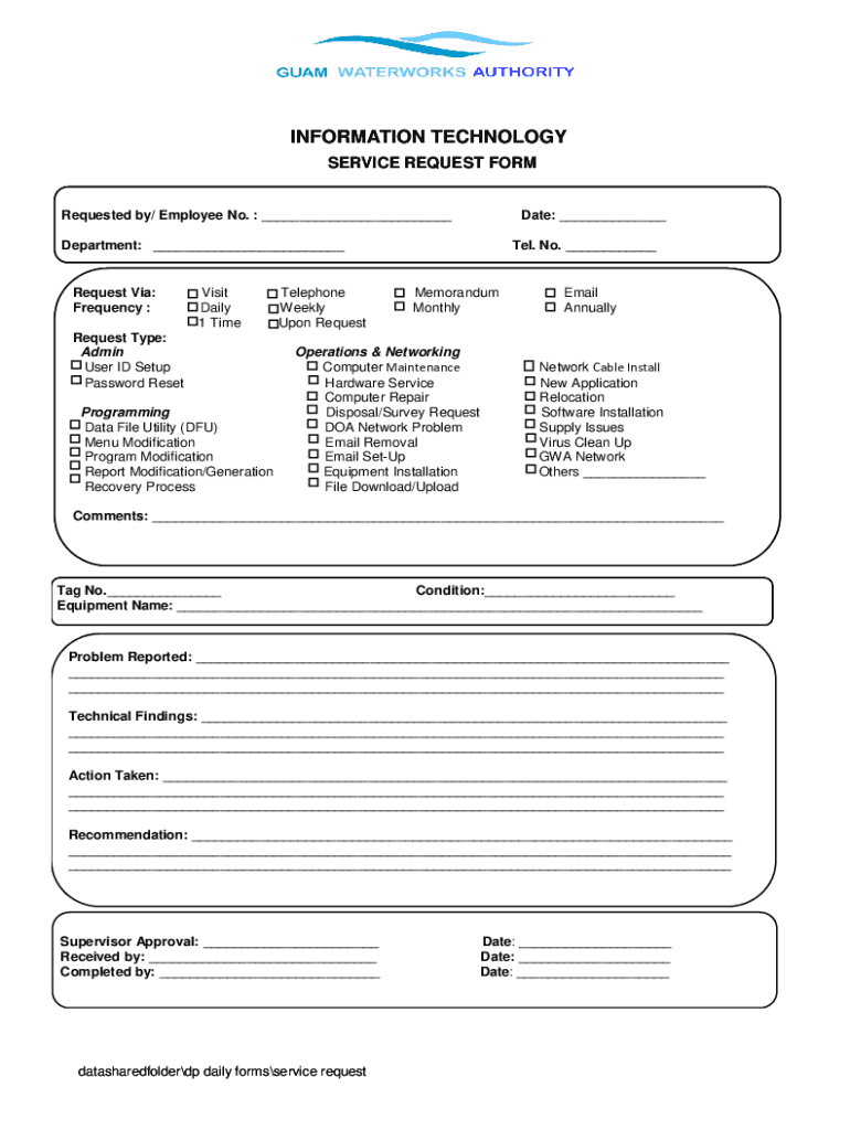 Fillable Online 70+ IT Request FormsJotFormWhat is service request ...