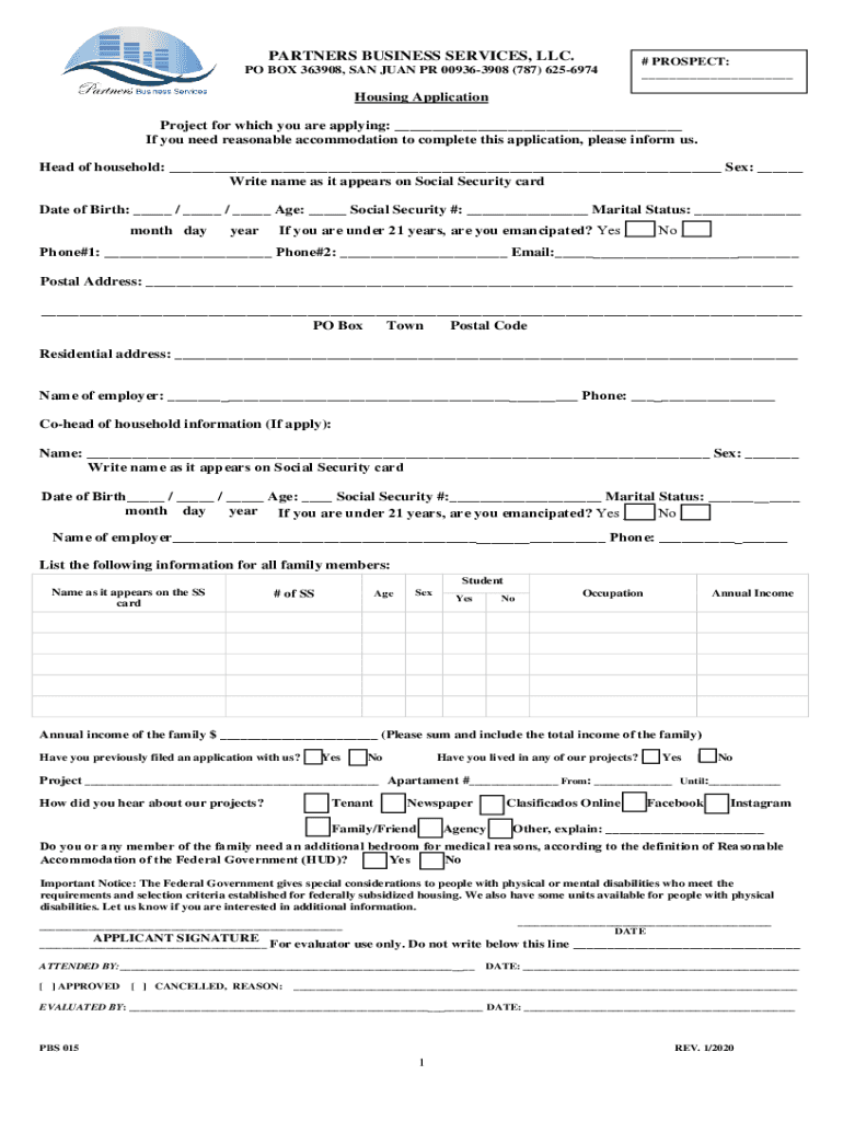 Fillable Online PDF HOUSING APPLICATION Instructions: Please read and ...