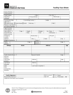 Fillable Online Facility Face Sheet Fax Email Print - pdfFiller