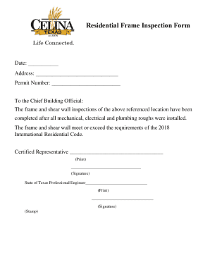 Fillable Online Residential Frame Inspection Form Fax Email Print ...