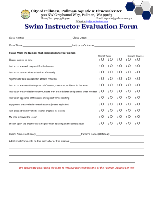 Fillable Online Swim Instructor Evaluation Form Fax Email Print - pdfFiller