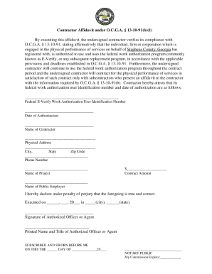 Fillable Online Contractor Affidavit under O.C.G.A.13-10-91(b) (1) GEORGIA ... Fax Email Print ...