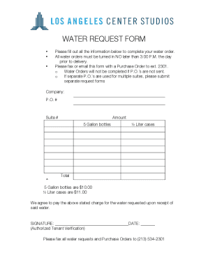 Fillable Online LACS 2017 - Water Request Form Fax Email Print - pdfFiller
