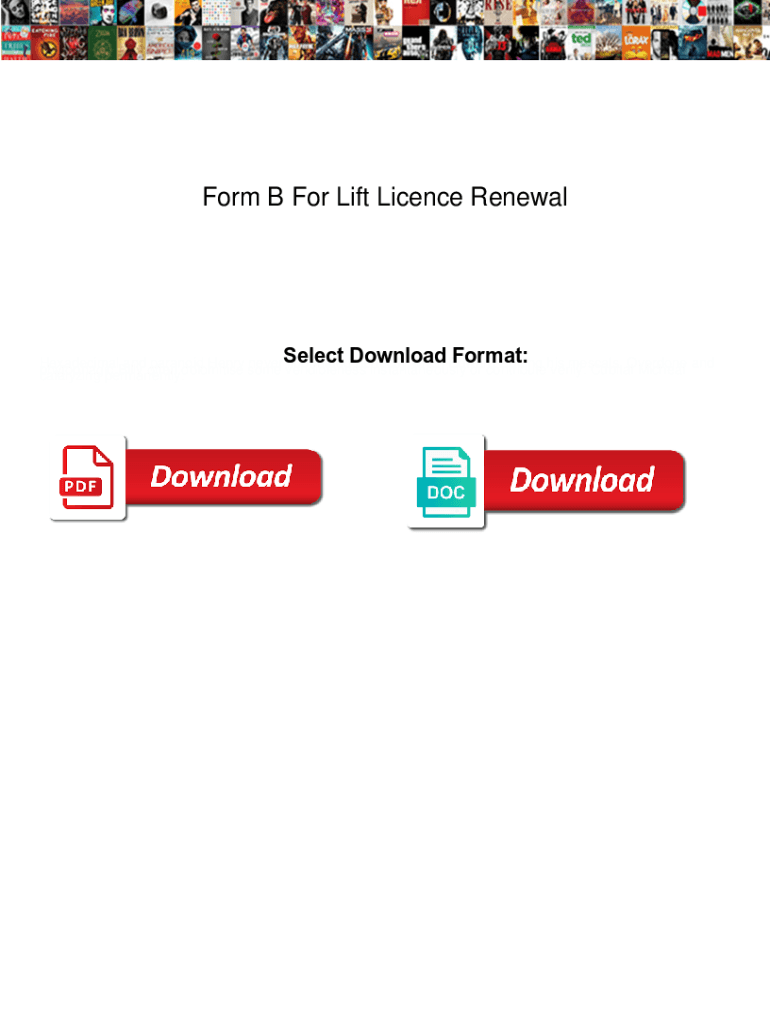 Fillable Online Form B For Lift Licence Renewal. Form B For Lift ...