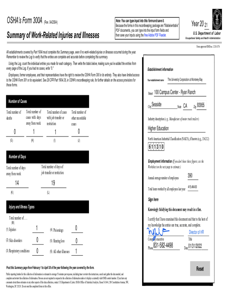 Fillable Online www.oshrc.govassets1OSHA Forms for Recording Work ...