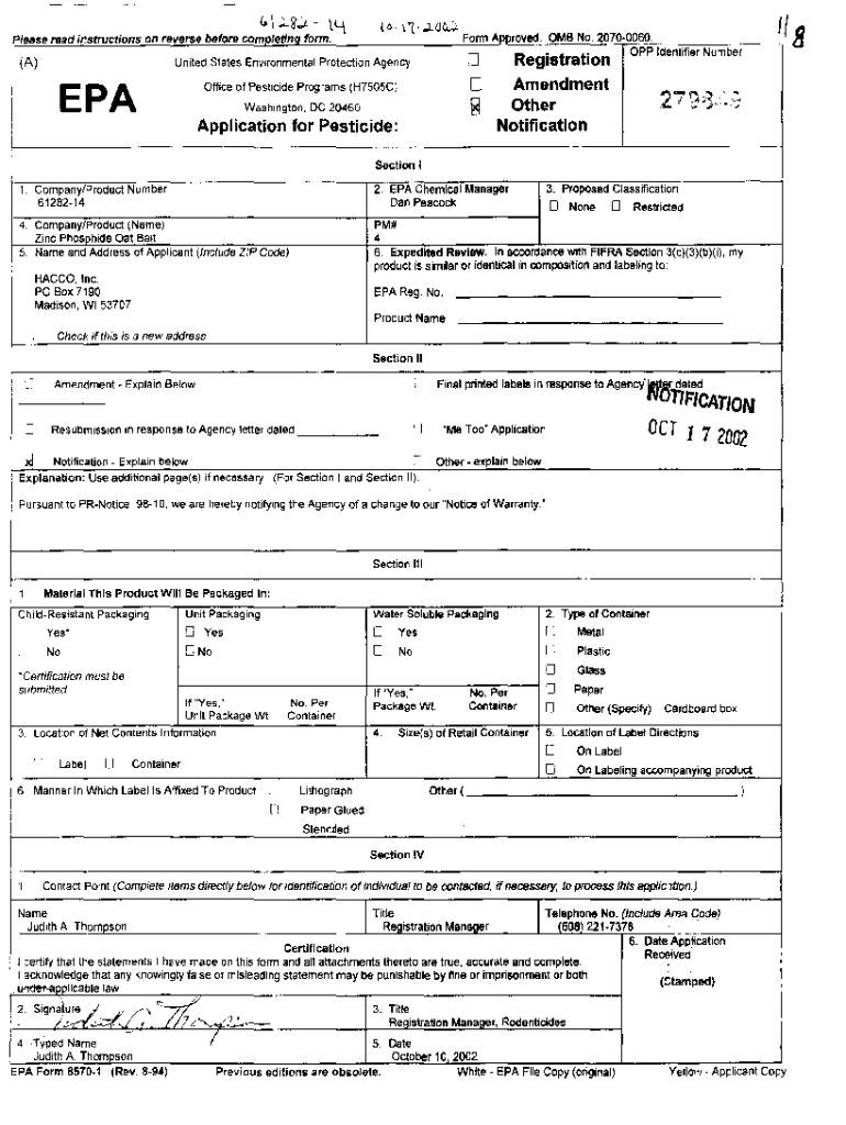Fillable Online read reverse before Form ADDroved. OMB No. 2070-0060 ...