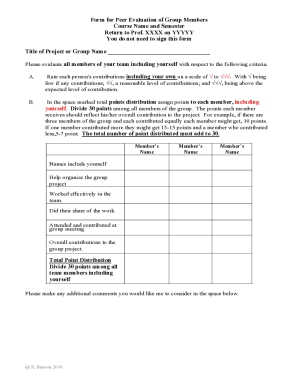 Fillable Online Peer Evaluation Form (5).docx - Peer Evaluation Form for Group Work ... Fax ...