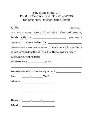 Fillable Online City of Stamford , CT PROPERTY OWNER AUTHORIZATION for ...