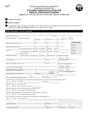 Fillable Online CHP ENROLLMENT/APPLICATION FOR MEDICAL ASSISTANCE ...