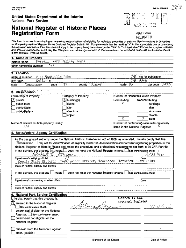 Fillable Online Fillable Online Fillable Online NPS Form 10-900 ...