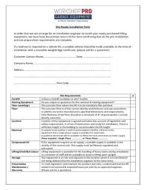 Fillable Online Installation Form - Comprehensive Microsoft Word ...