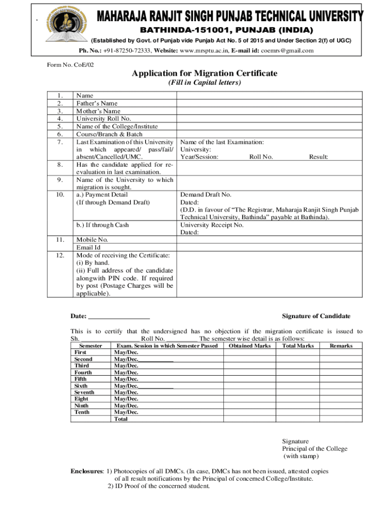 Fillable Online Coemrs Mrsptu Ac In - Fill and Sign Printable Template ...