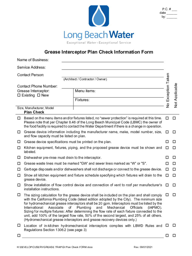 Fillable Online www.csu.orgDocumentsFOGVarianceRequestGrease Trap ...