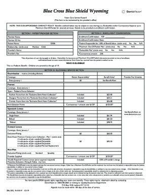 Fillable Online Fillable blue cross blue shield of wyoming insurance ...