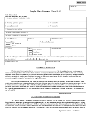 Fillable Online fill.ioSurplus-Lines-Statement-Form-SL-8Fill - Free ...