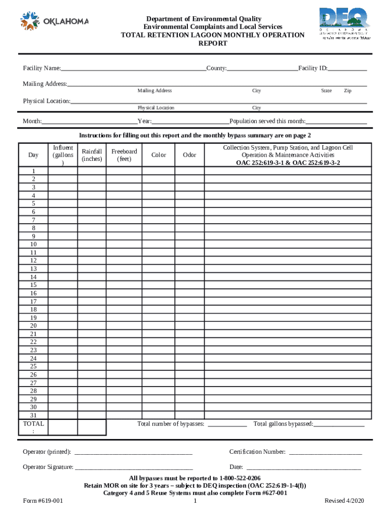 Total Retention Lagoon Facilities - Oklahoma Department of ... Doc ...