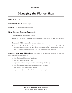 Fillable Online Vocational Skills Working The Flower Shop Identifying ...