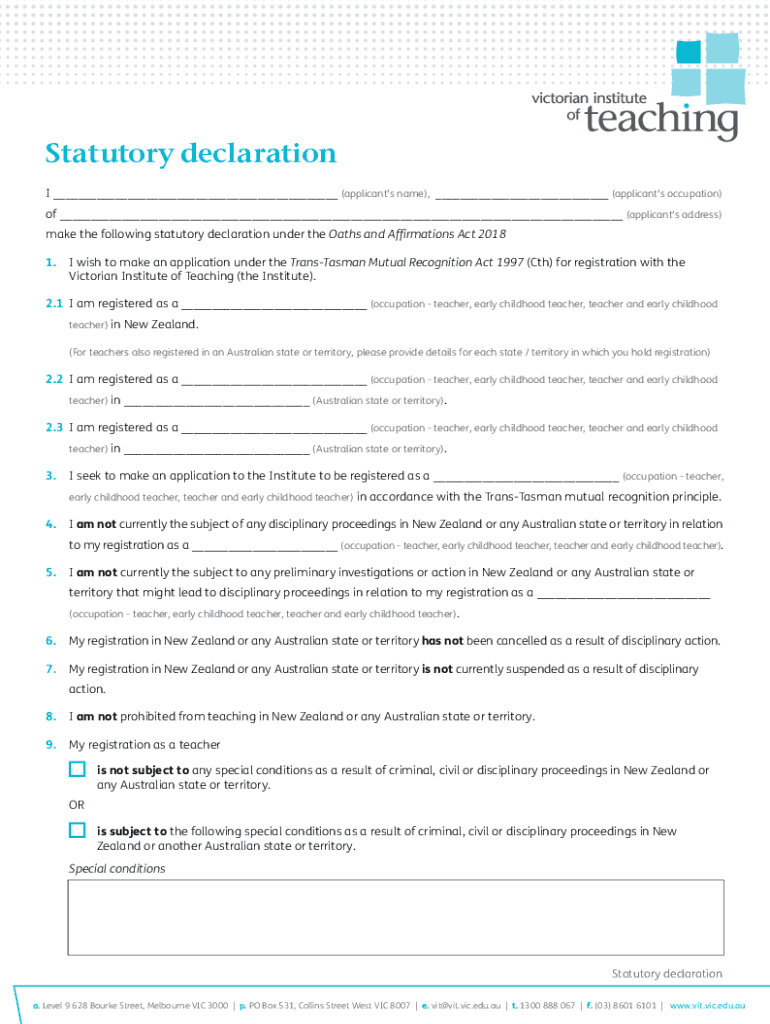 Fillable Online Statutory Declaration Template Word Document - US Legal ...