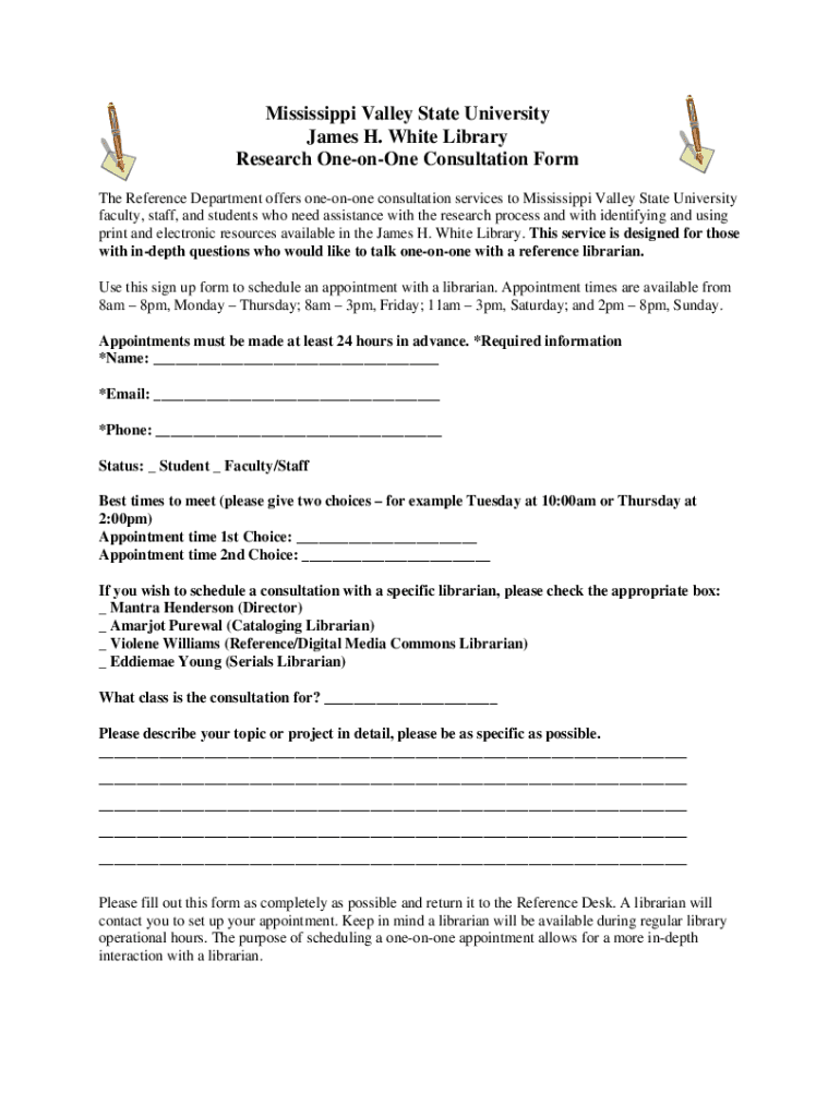 Fillable Online Research Consultation Form Fax Email Print - pdfFiller