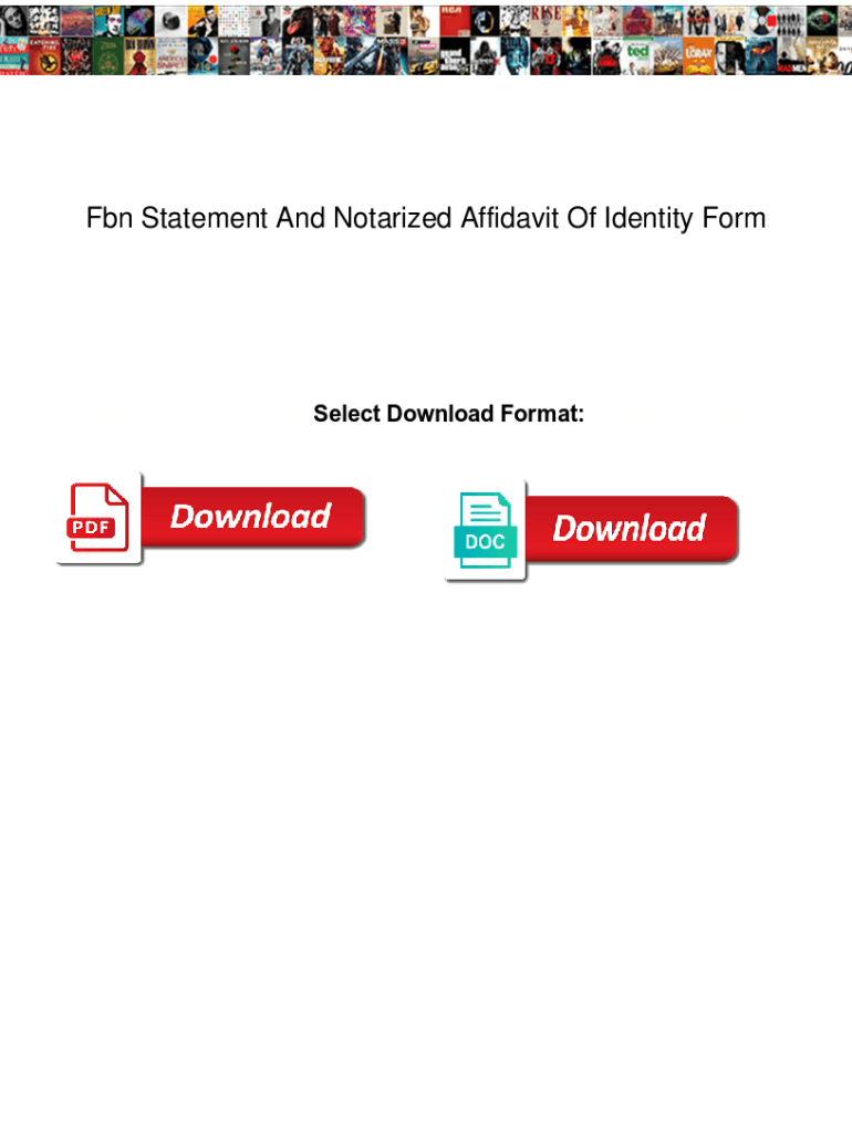 Fillable Online Fbn Statement And Notarized Affidavit Of Identity Form ...