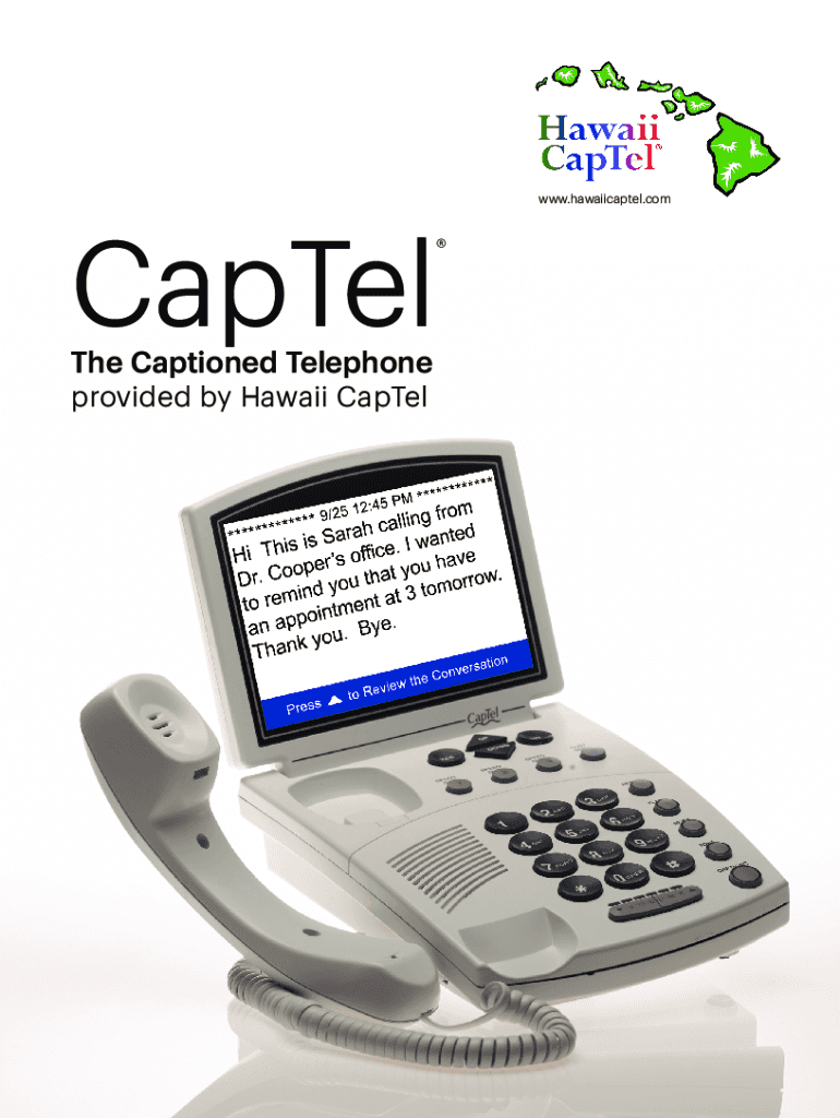 Fillable Online www.captel.comstateshawaiiHawaii - CapTel Captioned ...