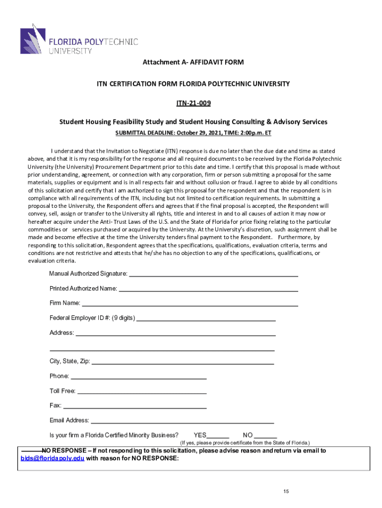Fillable Online floridapoly.eduprocurementsolicitationsAttachment A ...