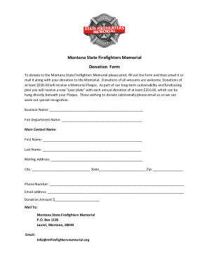 Fillable Online Memorial Donation Form - montanamilitarymuseum.org Fax ...