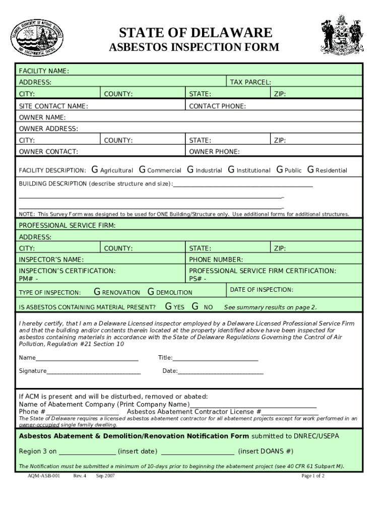 documents.dnrec.delaware.govAirasbestosAsbestos Inspection - Delaware ...