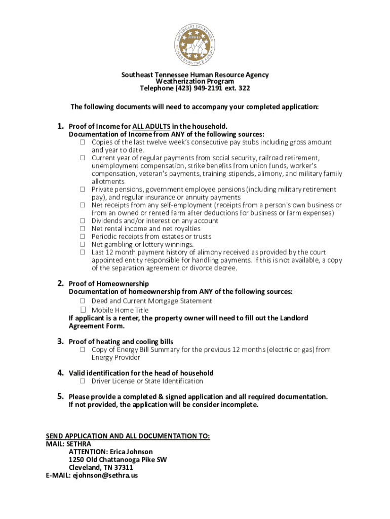 Fillable Online sethra.us images pdfThe following documents will need ...