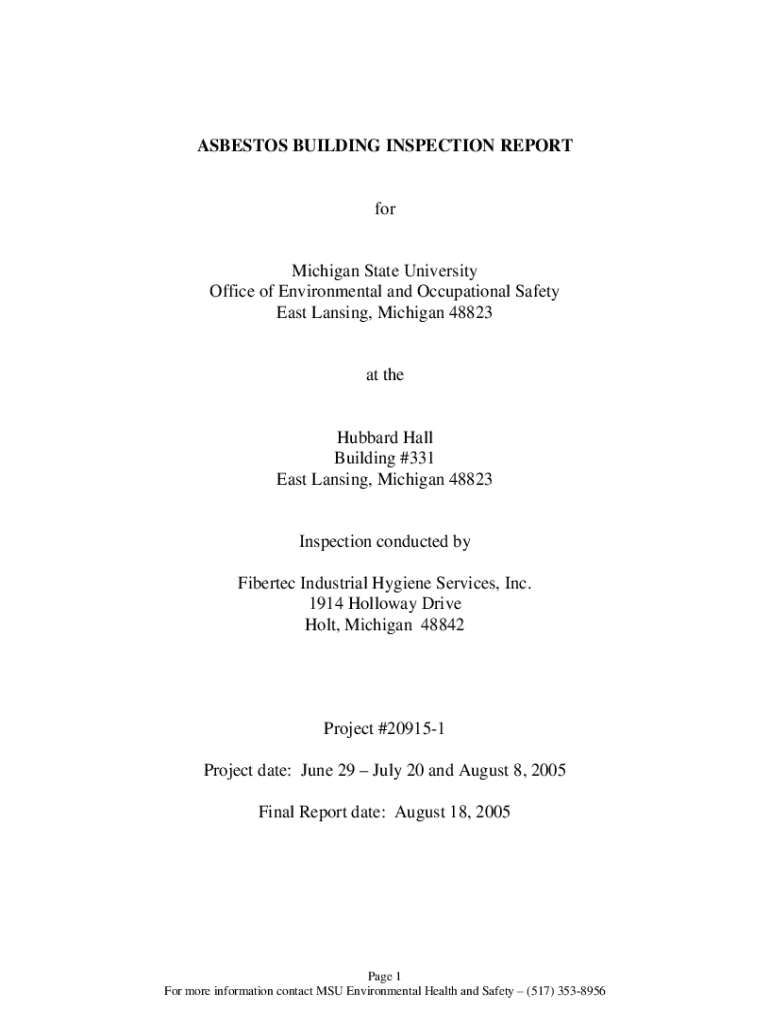 Fillable Online Asbestos Inspection: Free ...