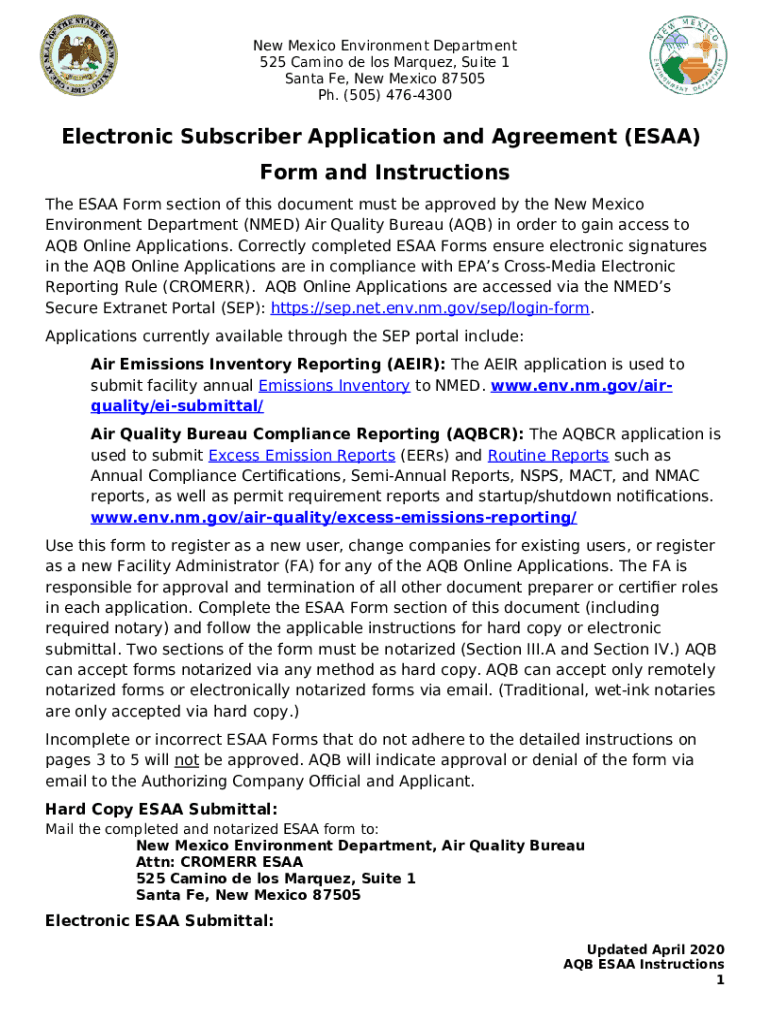 www.env.nm.govwp-contentuploadsElectronic Subscriber Application and Agreement (ESAA) Doc ...