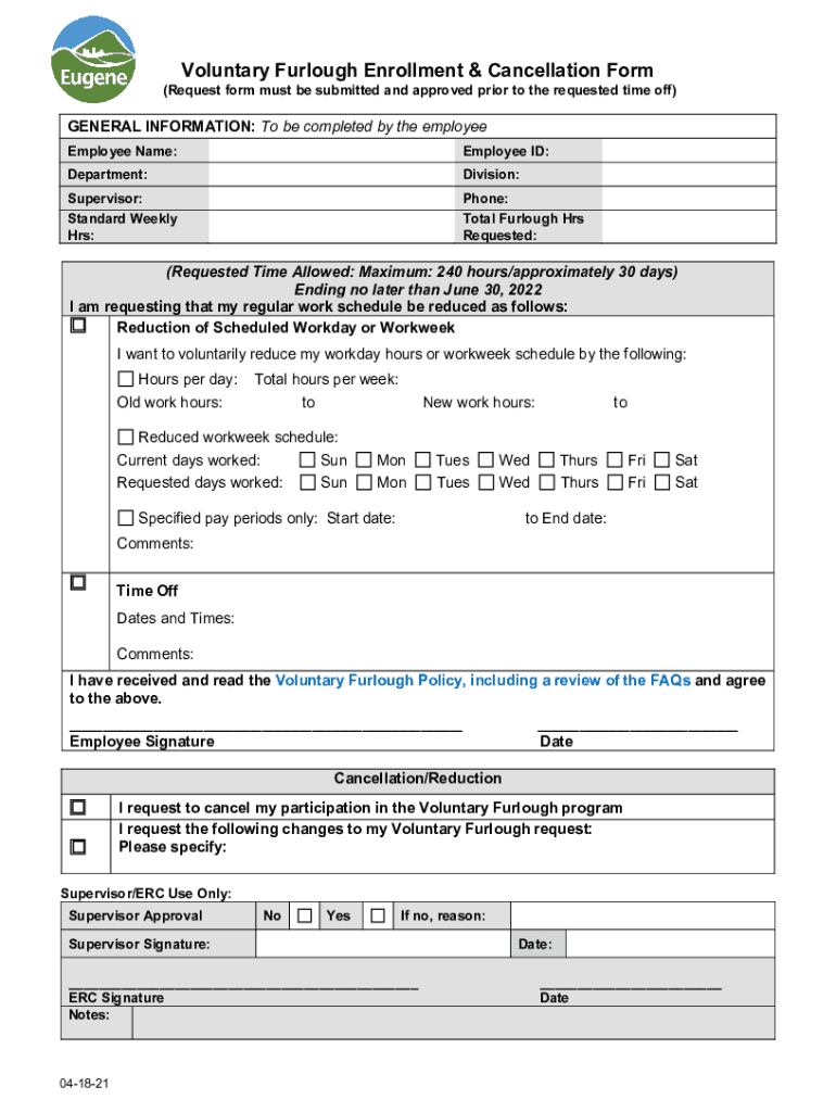 Fillable Online www.fill.ioVoluntary-Furlough-Leave-of-AbsenceFillable ...