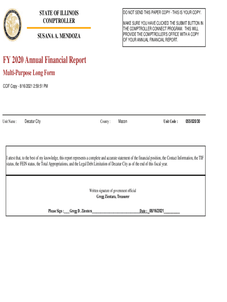 Fillable Online FY 2020 Annual Financial Report - Multi-Purpose Long ...