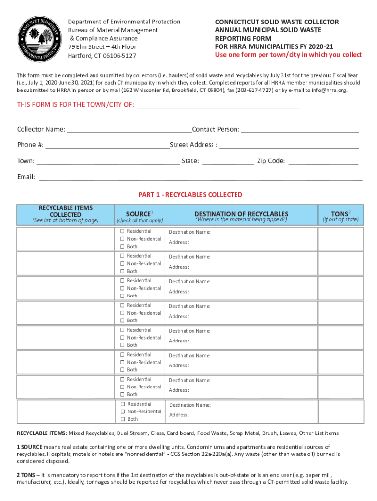 Fillable Online portal.ct.govDEEPReduce-Reuse-RecycleSolid Waste ...