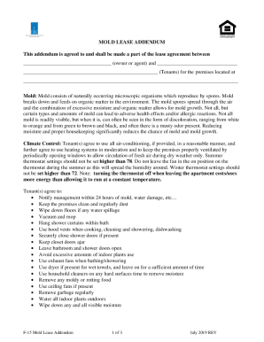 Fillable Online MOLD LEASE ADDENDUM This addendum is agreed to and ...