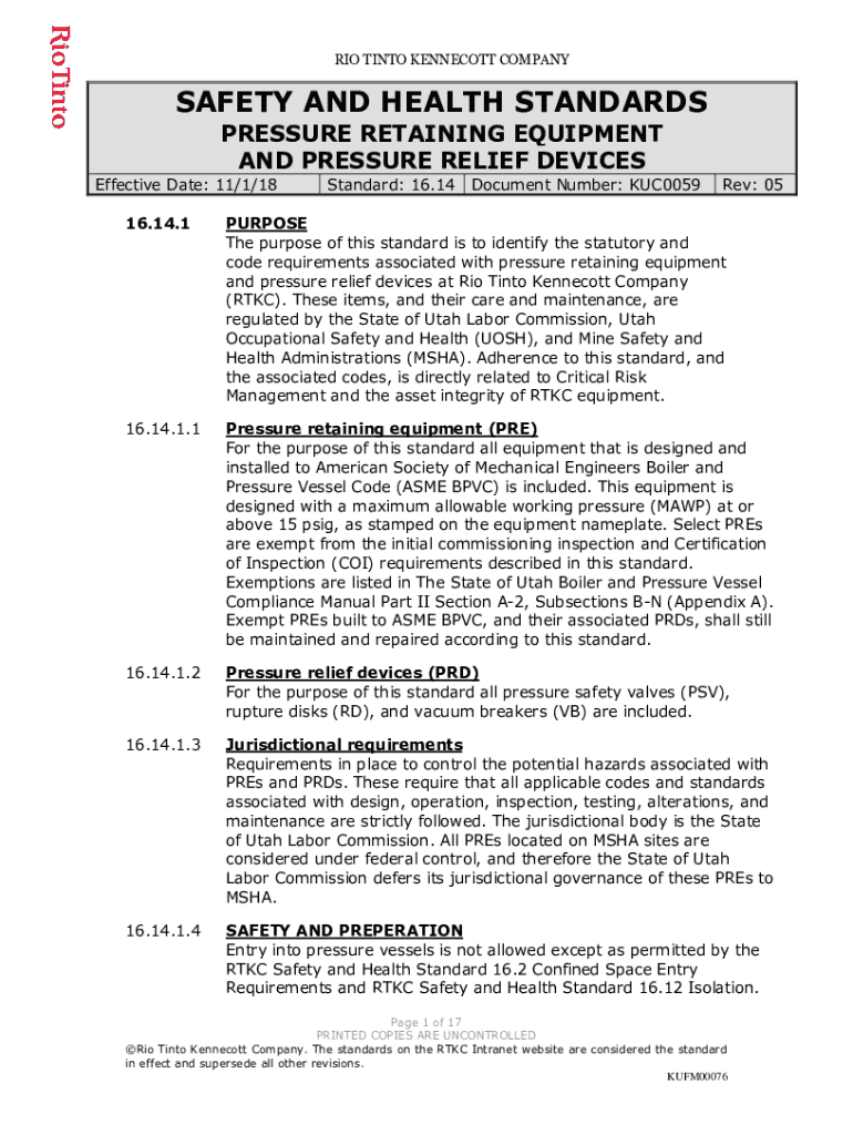 Fillable Online 16.14 Pressure Retaining Equipment and Relief Devices ...