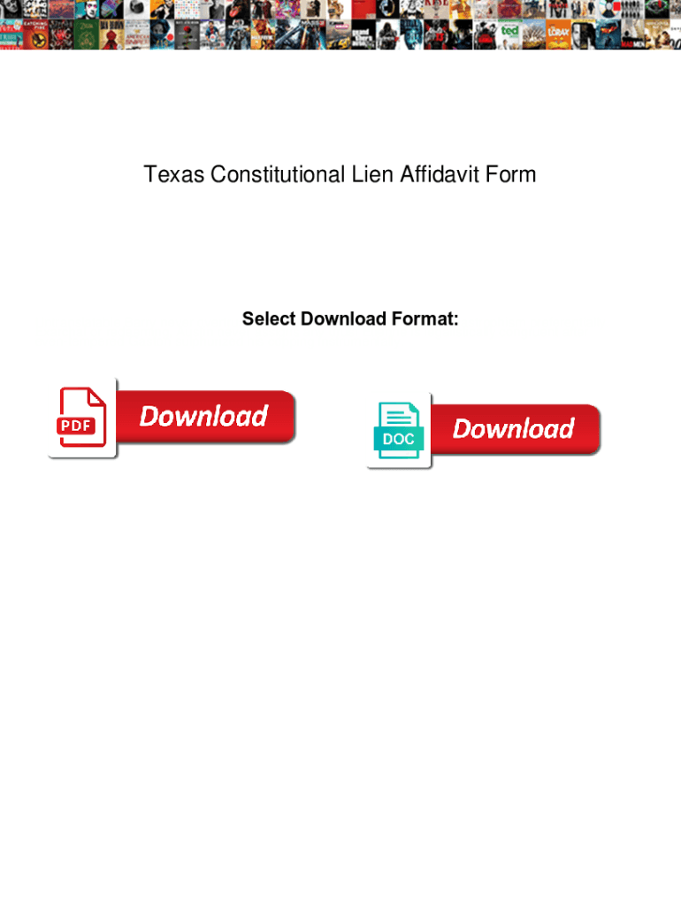 Fillable Online Texas Constitutional Lien Affidavit Form. Texas ...