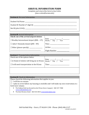 Fillable Online ucaeli uconn Arrival Information Form - ucaeli.uconn ...