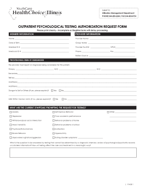 Fillable Online YouthCare Health Choice Illinois - Outpatient ...