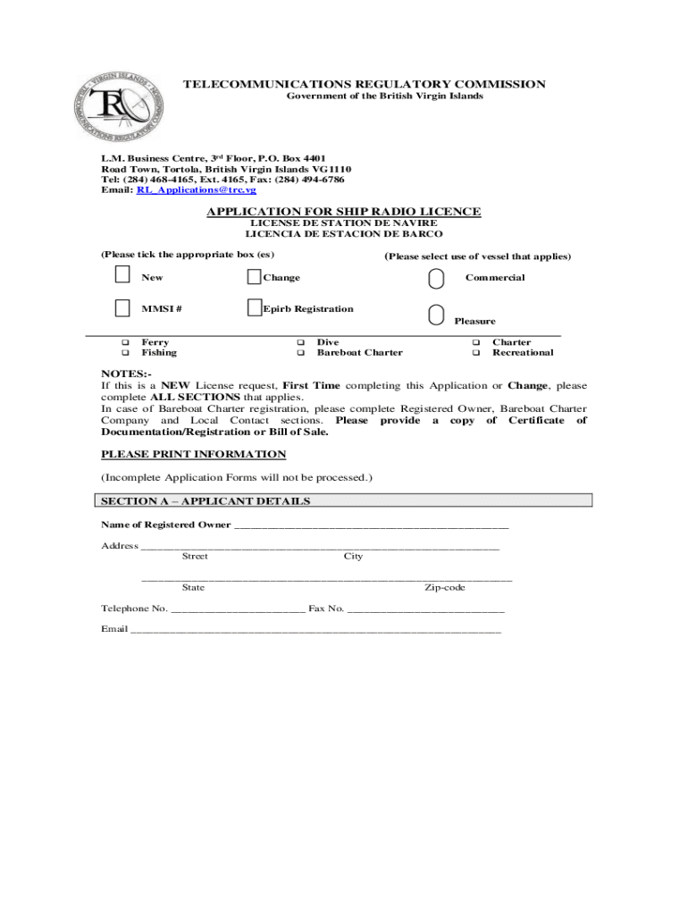 Fillable Online www.trc.vg wp-content uploadsRADIO TELEPHONE OPERATOR ...